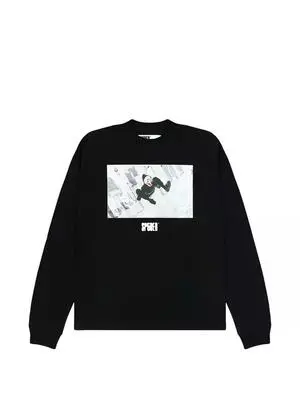 SP5DER Graphic-print Long-sleeved T-shirt - Black