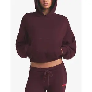 SKIMS Cotton Fleece Cropped Hoodie - Currant