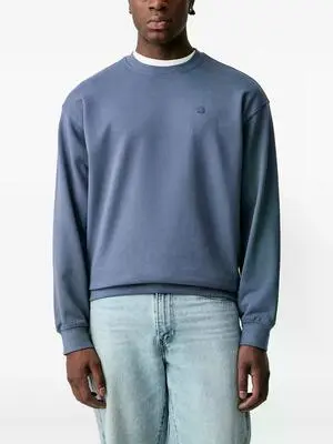 BENETTON Logo-embroidered Crew-neck Sweatshirt - Blue
