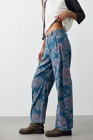 Free People Spotlight Printed Barrel Trousers At - River Combo