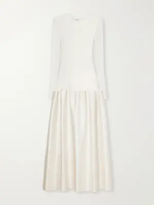 FFORME Catrin Gathered Jersey And Duchess-satin Maxi Dress - Neutrals