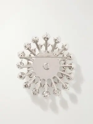 JENNIFER BEHR Micaela Crystal-embellished Rhodium-plated Brass Brooch