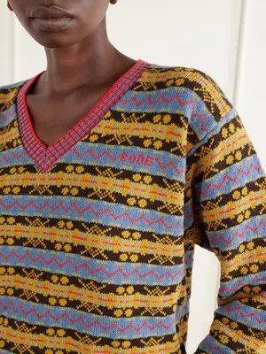 BODE Bracken Fair Isle Cotton-jacquard Sweater