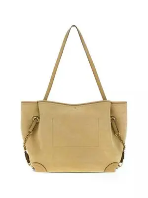 Chloé Clover Double Carry Bag In Suede Leather - Neutrals