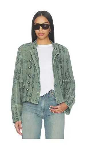 Free People Lotty Jacquard Jacket - Teal