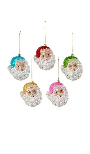 POPPY LANE Iridescent Santa Head Ornament - Multi