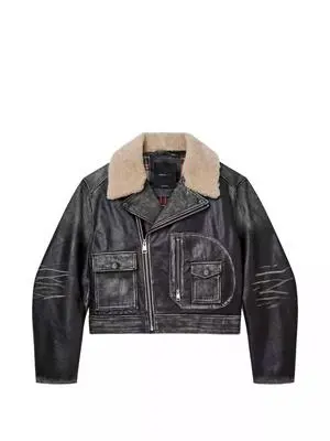 PURPLE BRAND Faded Leather Jacket - Black
