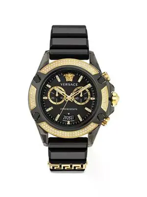 Versace Icon Active Diams 44mm Watch - Black