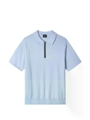Paul Smith Artist Stripe Zip-up Polo Shirt - Blue