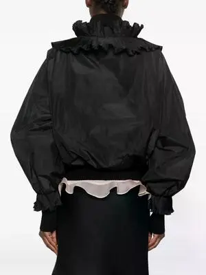 Blumarine Ruffled-trim Zip-up Bomber Jacket