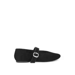 RAG & CO Ebro Midfoot Strap Flat Heel Ballerinas In Suede