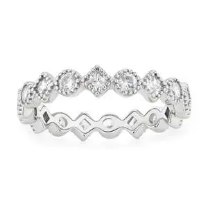 KYLIE HARPER Petite Vintage Diamond Cz Eternity Band Ring In Sterling - Silver