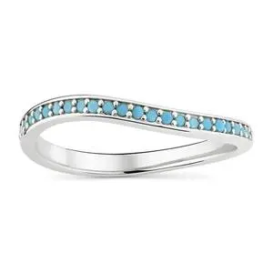 KYLIE HARPER Petite Turquoise Wave Band Ring In Sterling - Silver