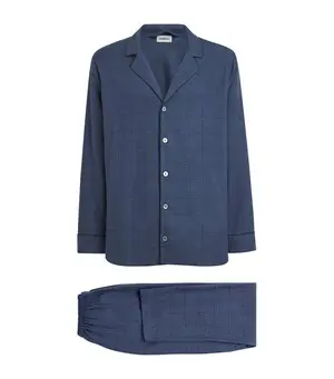 Zimmerli Cotton-merino Flannel Pyjama Set - Blue
