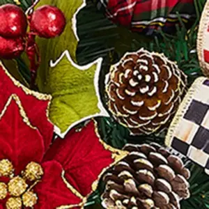 MACKENZIE-CHILDS Courtly Check Ribbon Wreath