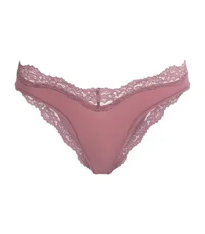 SKIMS Lace-trim Fits Everybody Dipped Thong - Purple
