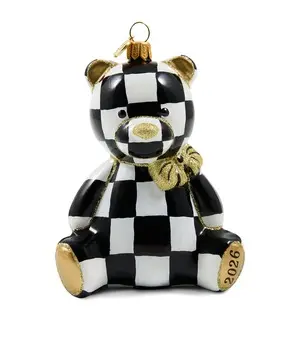 MACKENZIE-CHILDS Glass Courtly Bear 2026 Ornament - Black