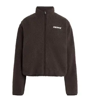 SKIMS Teddy Boxy Zip-up Jacket - Brown