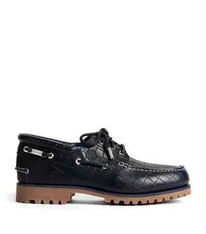 Jacquemus X Timberland Croc-embossed Boat Shoe