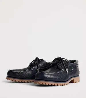 Jacquemus X Timberland Croc-embossed Boat Shoe