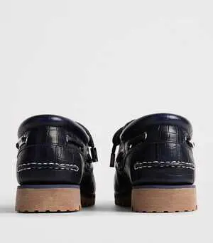 Jacquemus X Timberland Croc-embossed Boat Shoe
