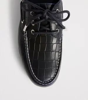 Jacquemus X Timberland Croc-embossed Boat Shoe