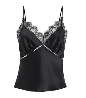 FRAME Silk Lace Cami Top - Black