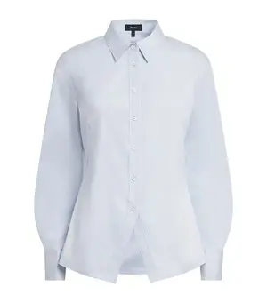 Theory Cotton-blend Tailored Cutaway Shirt - Blue