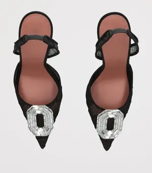 Amina Muaddi Lace Camelia Slingback Pumps 105
