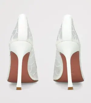 Amina Muaddi Leather-lace Camelia Pumps 105