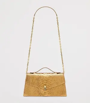 Alexander McQueen Python-embossed Leather Skull Shoulder Bag