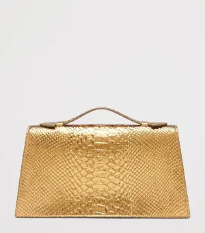 Alexander McQueen Python-embossed Leather Skull Shoulder Bag