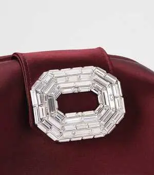 Amina Muaddi Satin Camelia Clutch Bag