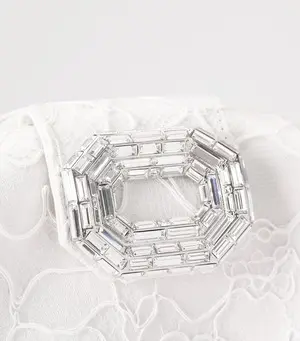 Amina Muaddi Lace Camelia Clutch Bag