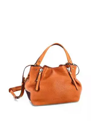 Burberry Maidstone Leather With House Check Canvas Small Tote Bag