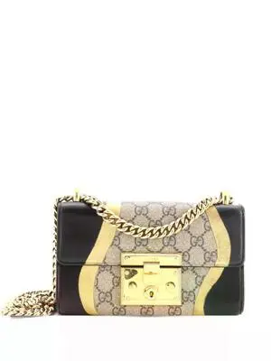 Gucci Padlock Shoulder Bag Gg Coated Canvas And Leather Small Crossbody Bag - Black