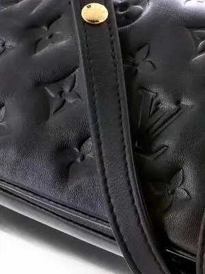 LOUIS VUITTON Convertible Coussin Pochette Monogram Embossed Lambskin Shoulder Bag - Black