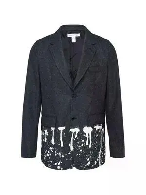 Comme Des Garçons Paint-splatter Notched-lapels Blazer - Grey