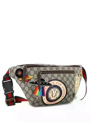 Gucci Courrier Zip Gg Coated Canvas With Applique Belt Bag - Brown