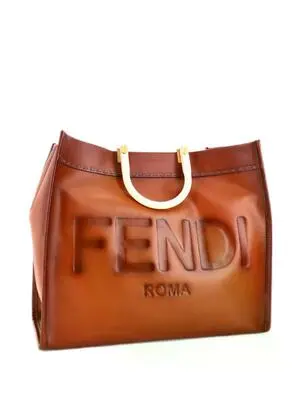 Fendi Sunshine Shopper Leather Large Tote Bag - Brown