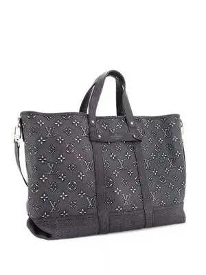 LOUIS VUITTON Journey Faded Monogram Debossed Leather Tote Bag - Black