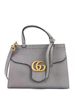 Gucci Gg Marmont Top Handle Bag Leather Mini Satchel - Grey