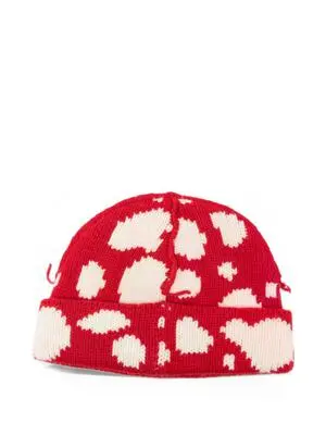 CHARLES JEFFREY Intarsia-knit Logo-patch Beanie Hat - Red