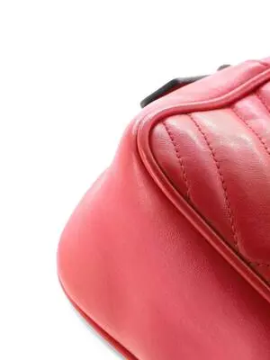 Gucci Gg Marmont Shoulder Bag Matelasse Leather Small Crossbody Bag - Red