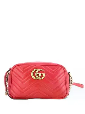Gucci Gg Marmont Shoulder Bag Matelasse Leather Small Crossbody Bag - Red