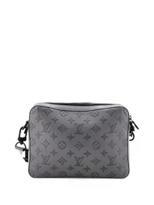 LOUIS VUITTON Trio Messenger Bag Monogram Shadow Leather Crossbody Bag - Grey
