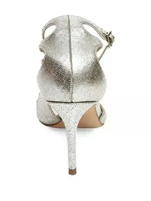JIMMY CHOO Metallic Leather Open-toe Pumps