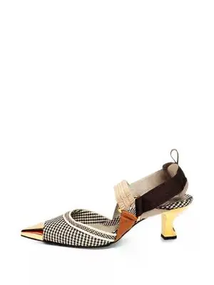 Fendi Colibrì Houndstooth Slingbacks - Brown