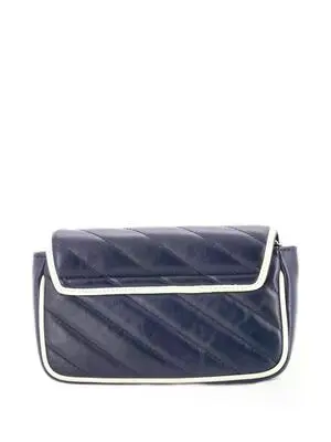 Gucci Gg Marmont Flap Bag Diagonal Quilted Leather Super Mini Crossbody Bag - Blue