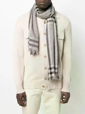 Brunello Cucinelli Check-print Frayed-edge Scarf - Neutrals